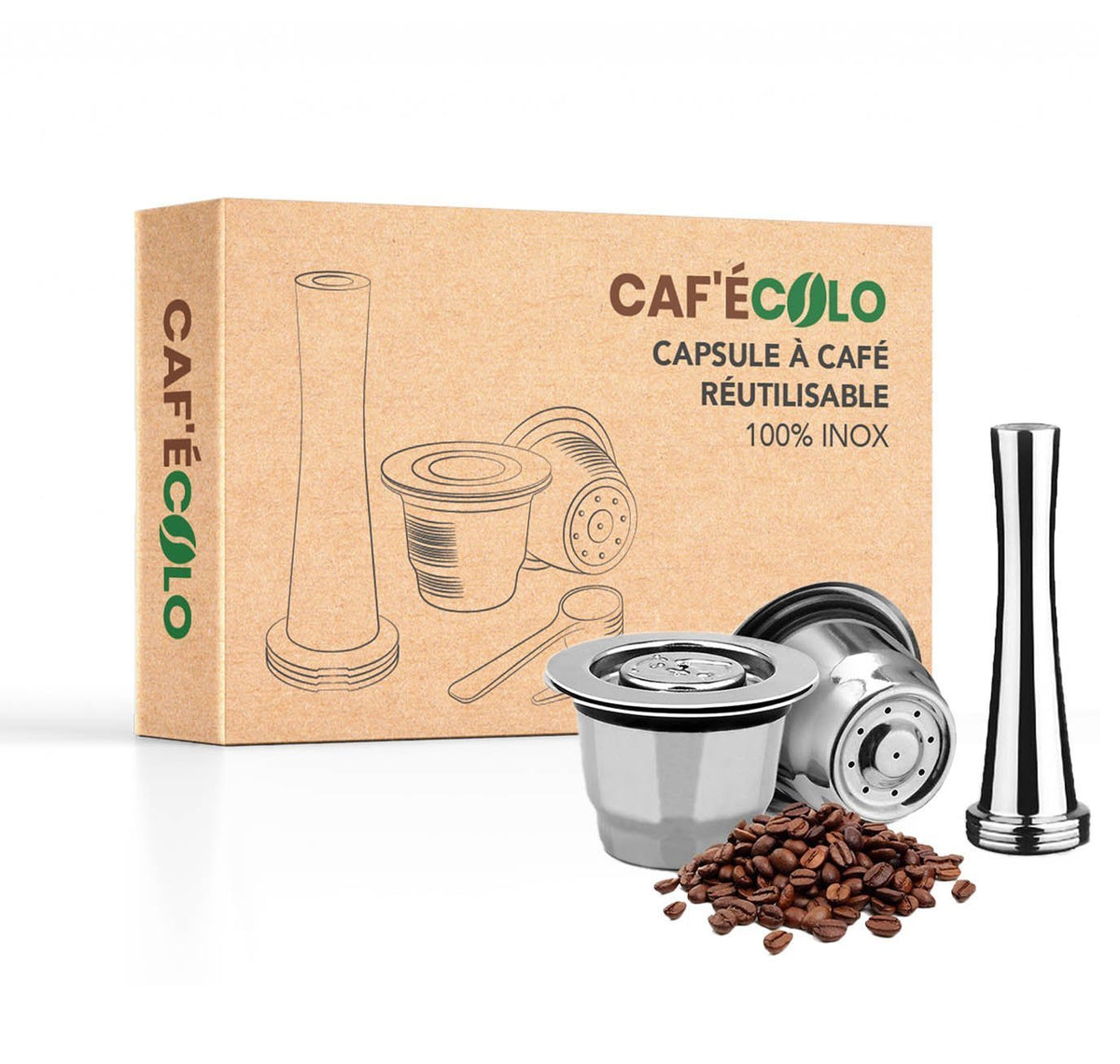 CAF'ÉCOLO capsule à café réutilisable 100% inox N°1 en France – Caf'écolo